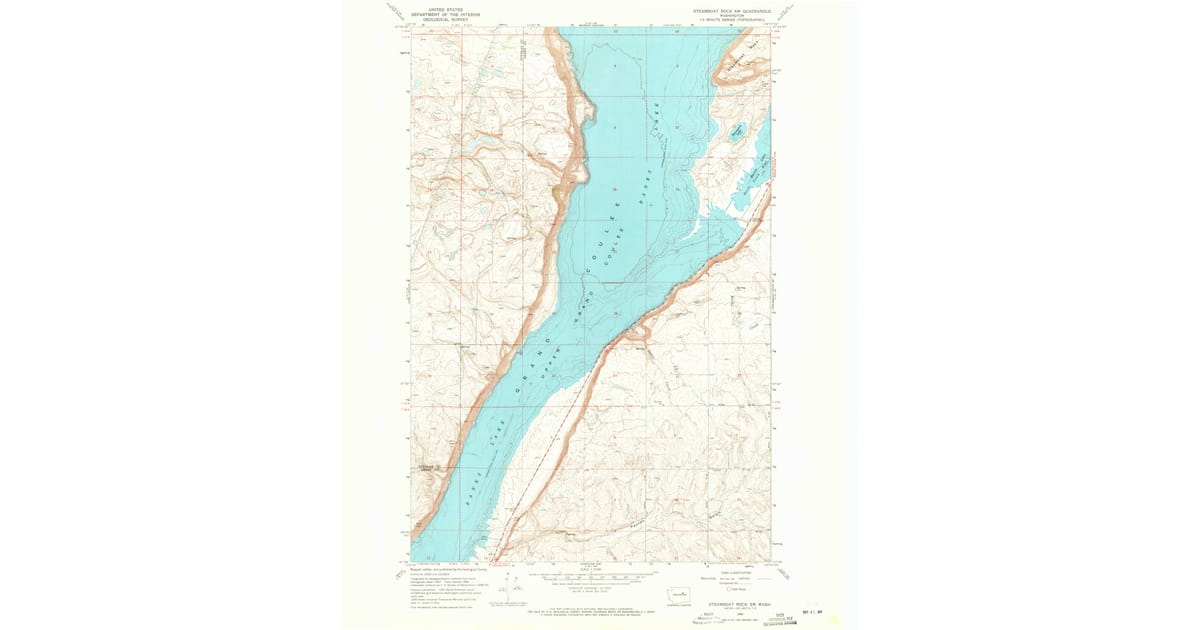 1968 Map of Steamboat Rock SW, Grant County, WA — High-Res | Pastmaps