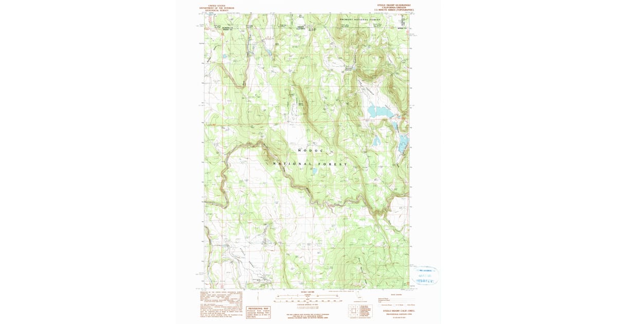 1990 Map of Steele Swamp, Modoc County, CA — High-Res | Pastmaps