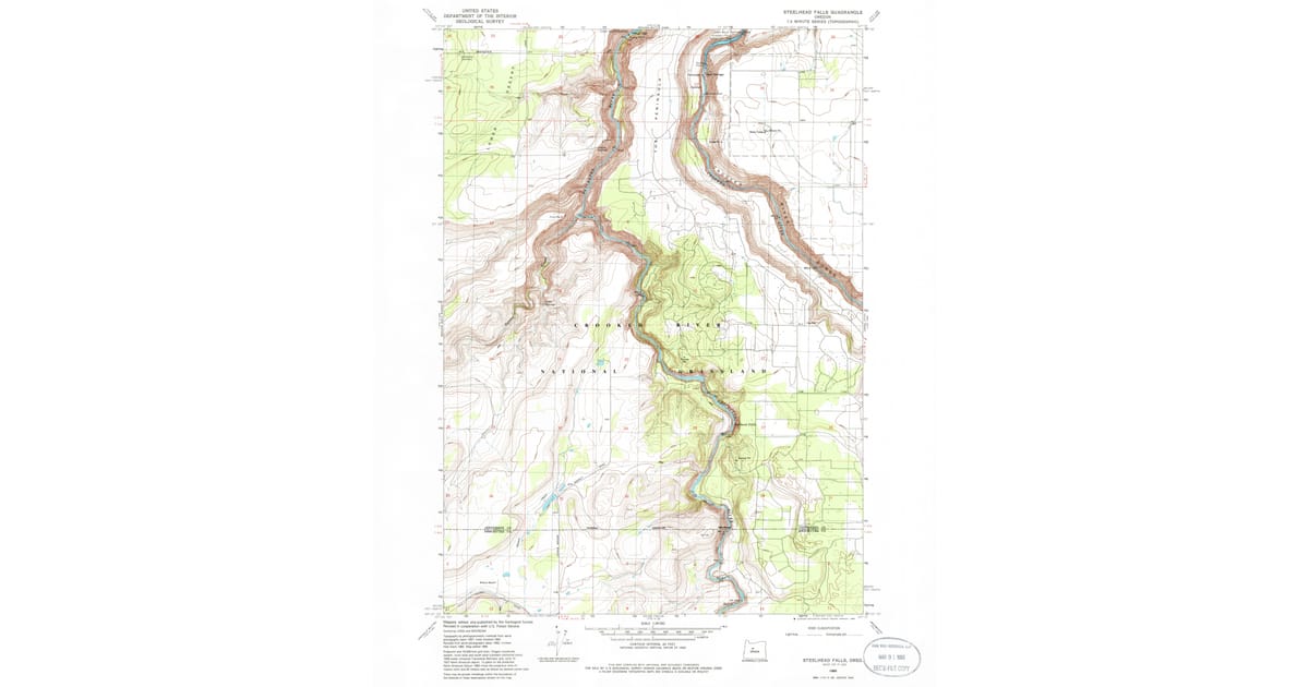 1985 Map of Steelhead Falls, Jefferson County, OR — High-Res | Pastmaps