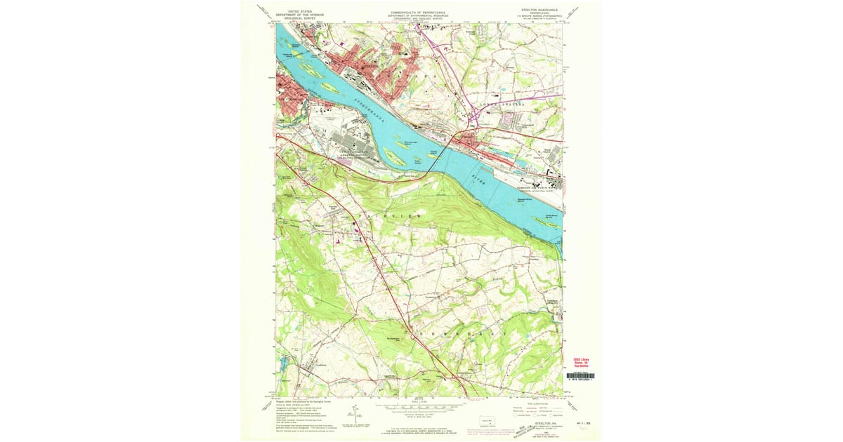 1963 Map of Steelton, PA — High-Res, 1973 Print | Pastmaps