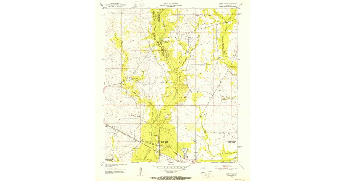 1951 Map of Steep Gully, Vernon Parish, LA — High-Res | Pastmaps