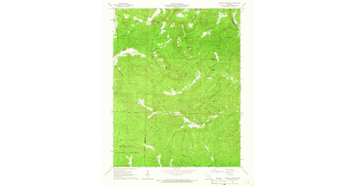 1965 Map of Stegall Mountain, Carter County, MO — High-Res | Pastmaps