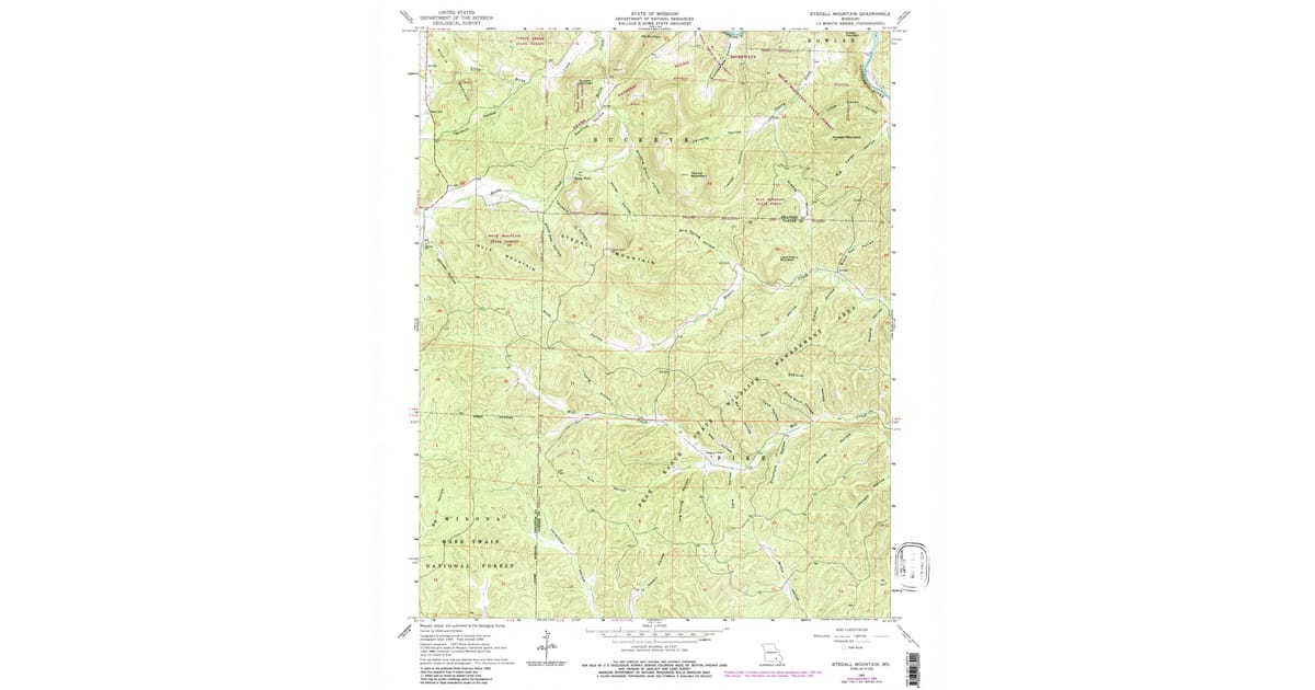 1965 Map of Stegall Mountain, Carter County, MO — High-Res, 1985 Print ...