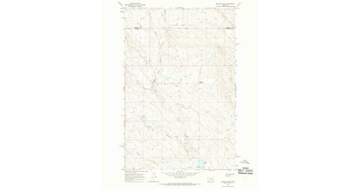 1965 Map of Stellar Lake, Rosebud County, MT — High-Res | Pastmaps