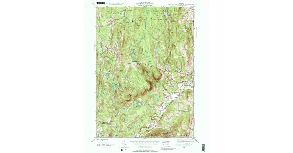 1945 Map of Stephentown Center, Rensselaer County, NY — High-Res, 1989 ...