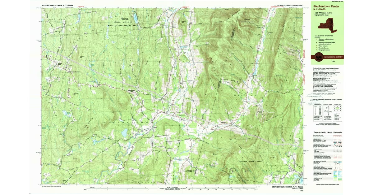 1988 Map of Stephentown Center, Rensselaer County, NY — High-Res | Pastmaps