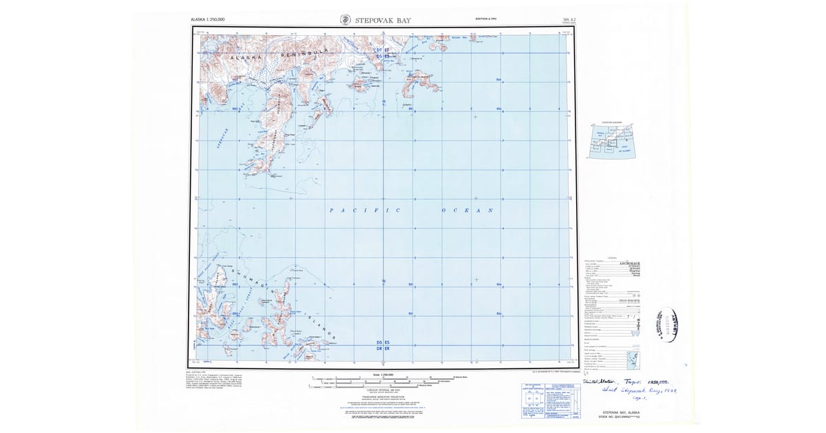 1969 Map of Stepovak Bay, Lake and Peninsula Borough, AK — High-Res ...