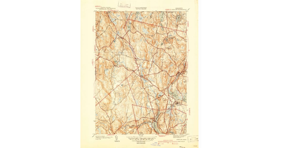 1940 Map of Sterling, Worcester County, MA — High-Res | Pastmaps