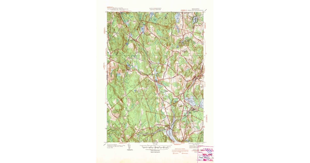 1942 Map of Sterling, Worcester County, MA — High-Res | Pastmaps