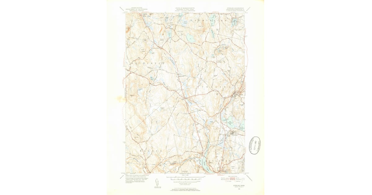 1950 Map of Sterling, Worcester County, MA — High-Res | Pastmaps