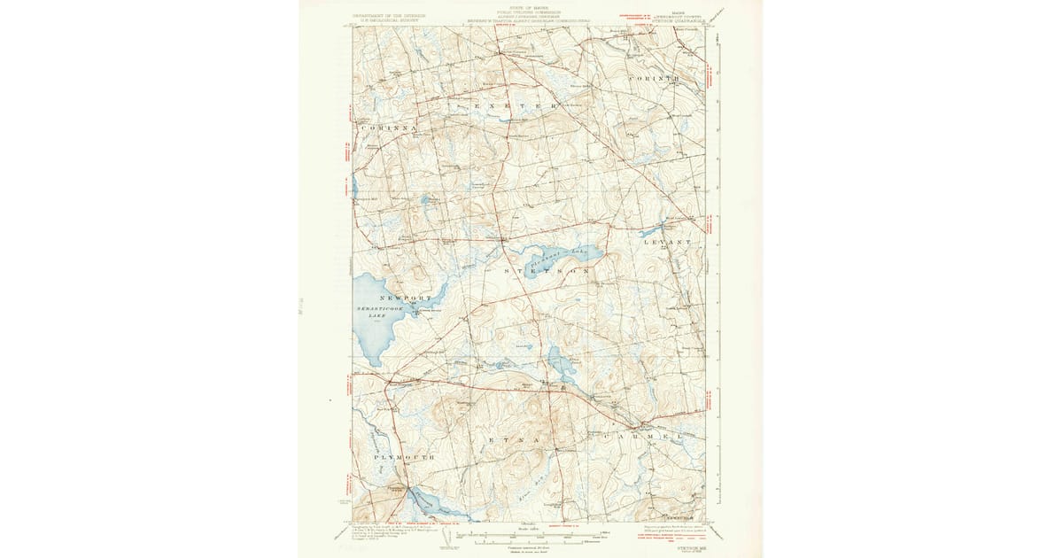 1935 Map of Stetson, Penobscot County, ME — High-Res, 1935 Print #2 ...