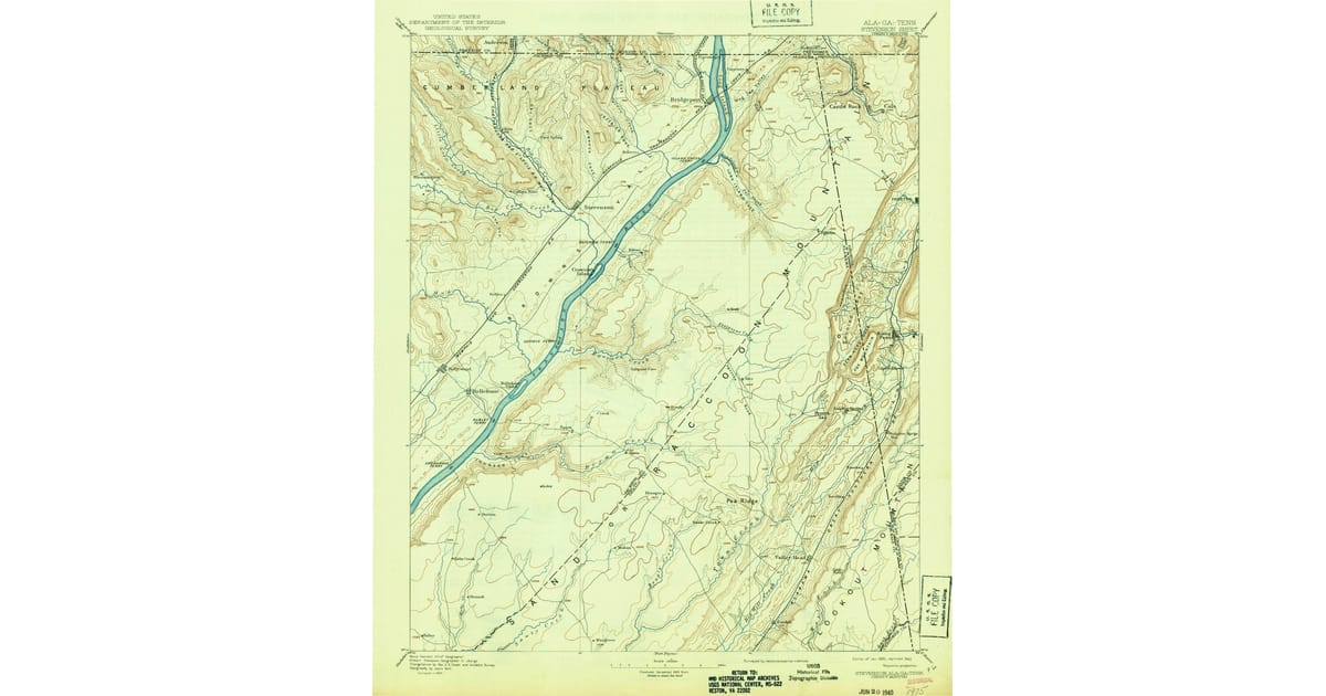 1895 Map of Stevenson, AL — High-Res, 1940 Print | Pastmaps