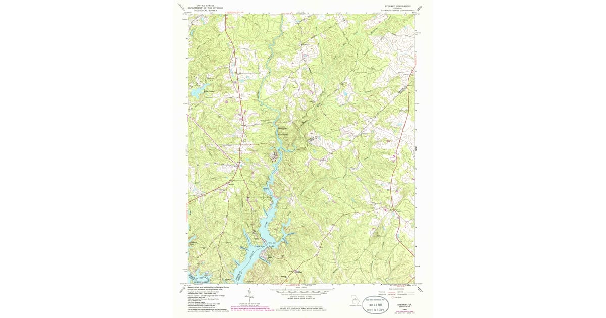 1964 Map of Stewart, Newton County, GA — High-Res, 1985 Print #2 | Pastmaps
