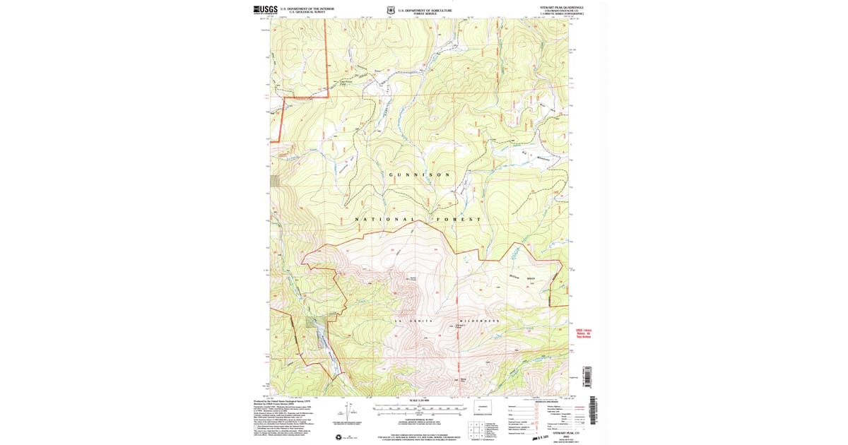 2001 Map of Stewart Peak, Saguache County, CO — High-Res | Pastmaps