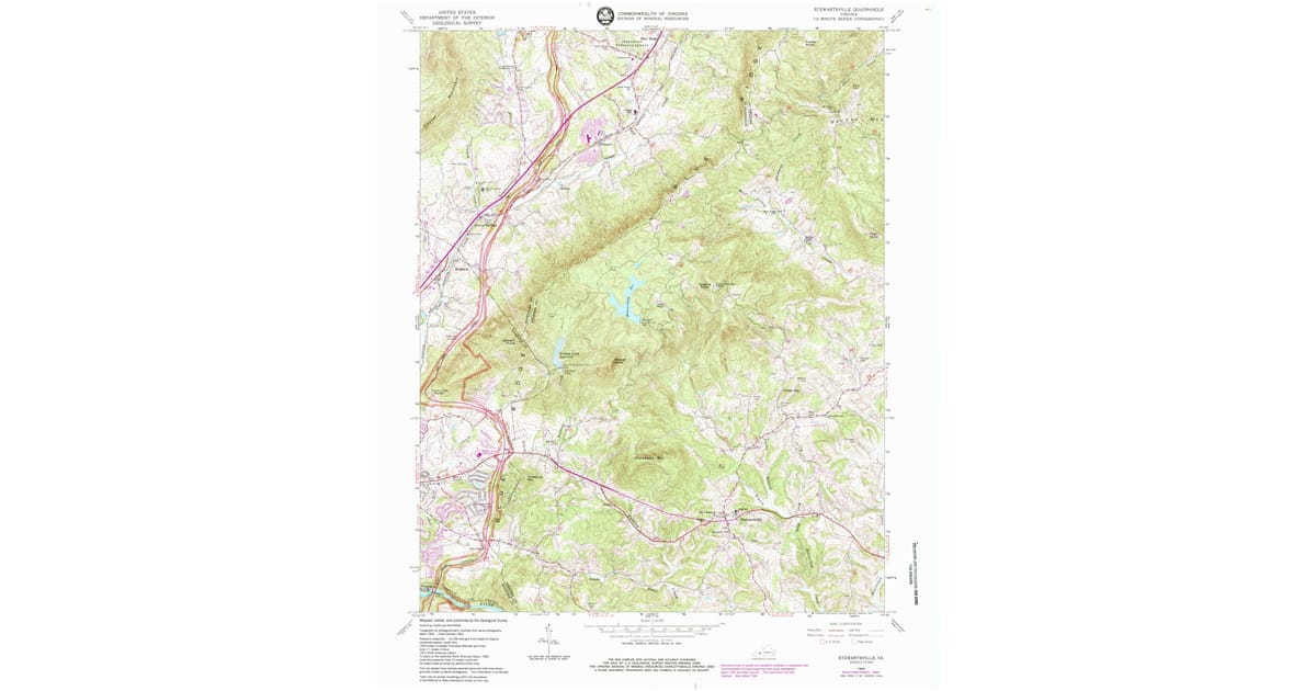 1963 Map of Stewartsville, VA — High-Res, 1984 Print | Pastmaps