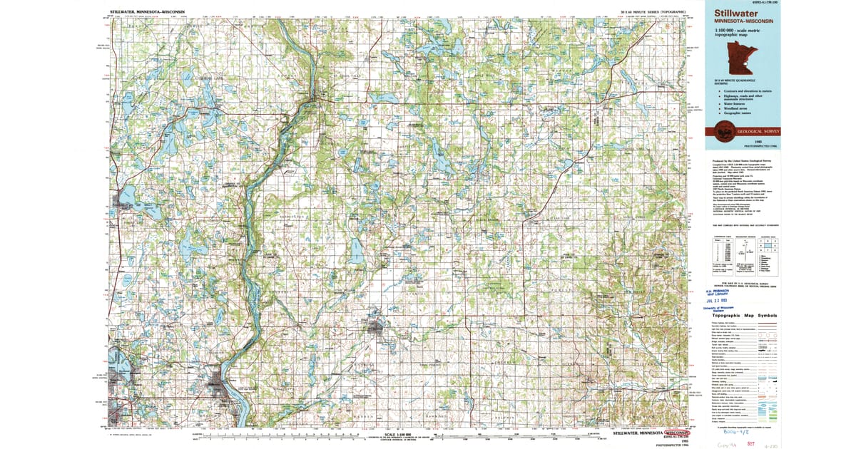1985 Map of Stillwater, MN — High-Res, 1991 Print | Pastmaps