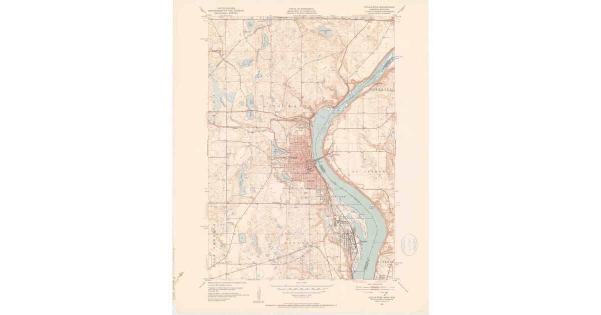1951 Map of Stillwater, MN — High-Res, 1952 Print #2 | Pastmaps