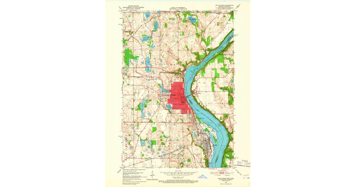 1951 Map of Stillwater, MN — High-Res, 1966 Print | Pastmaps