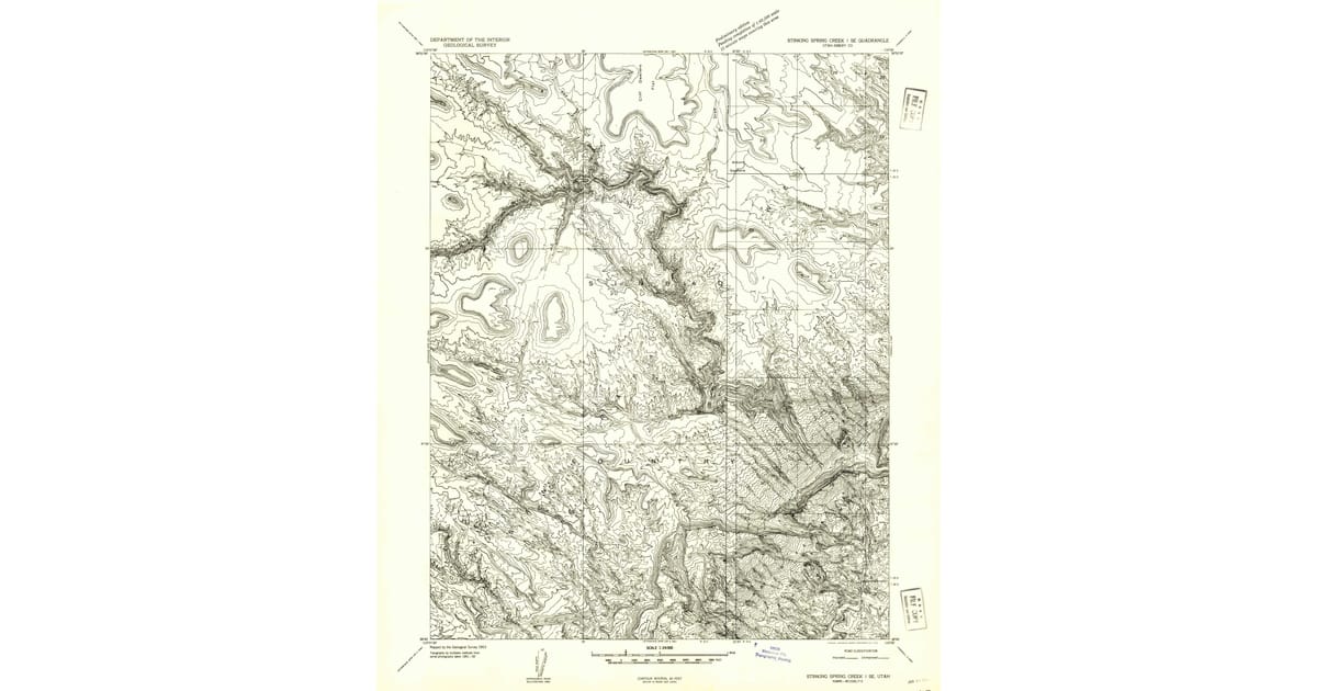 1954 Map of Stinking Spring Creek 1 SE, Emery County, UT — High-Res ...
