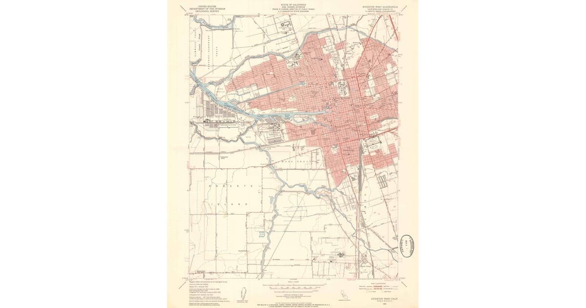 1952 Map of Stockton West, San Joaquin County, CA — High-Res | Pastmaps