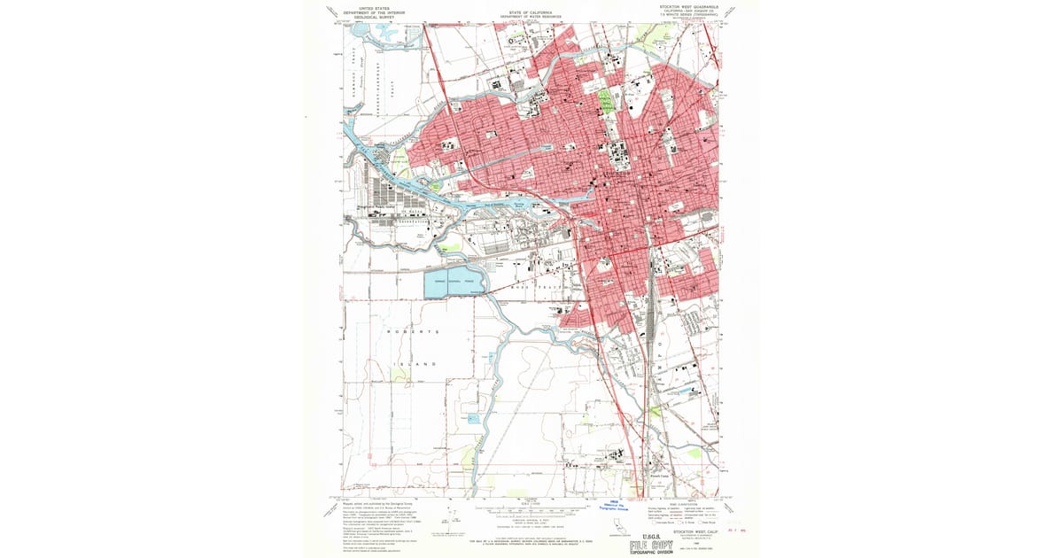 1968 Map of Stockton West, San Joaquin County, CA — High-Res | Pastmaps