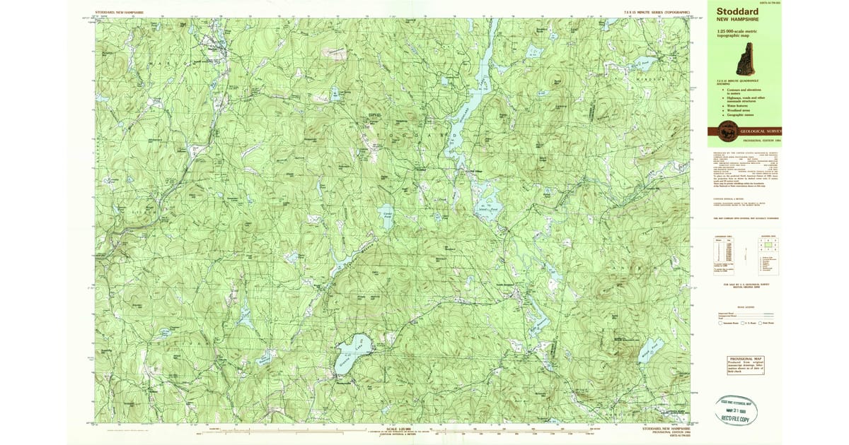 1984 Map of Stoddard, Cheshire County, NH — High-Res | Pastmaps