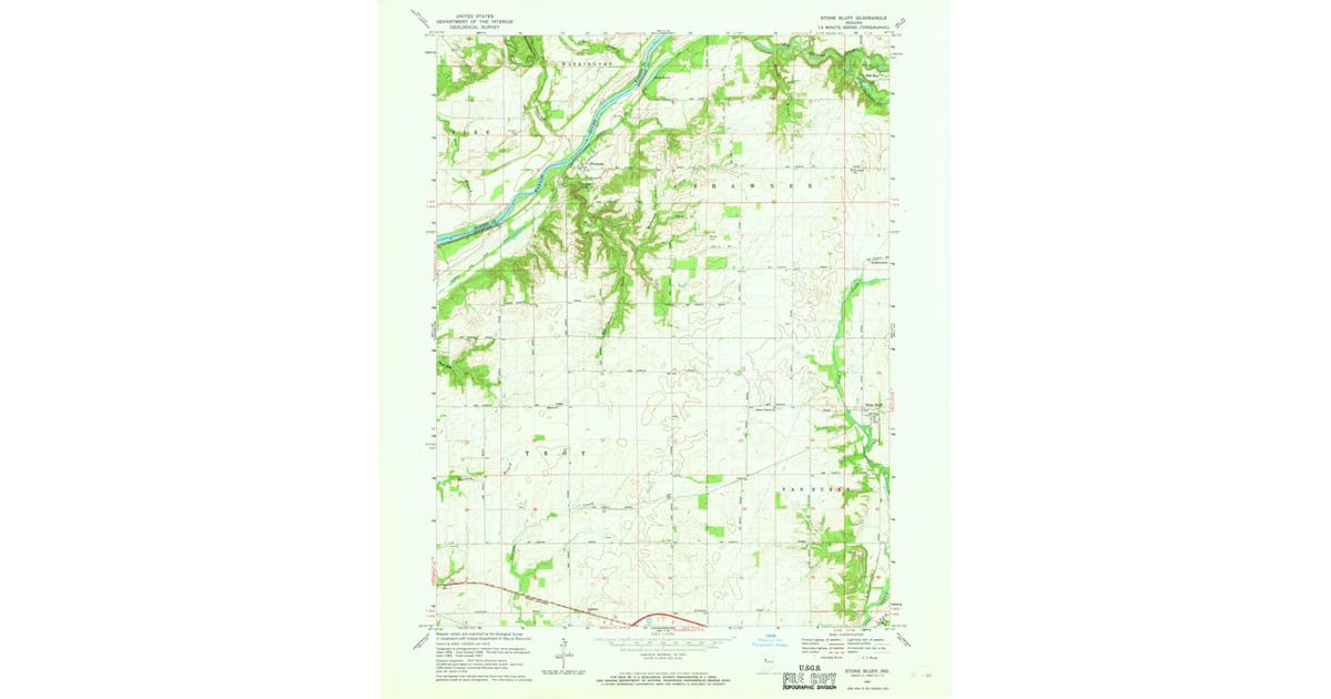 1967 Map of Stone Bluff, Fountain County, IN — High-Res | Pastmaps
