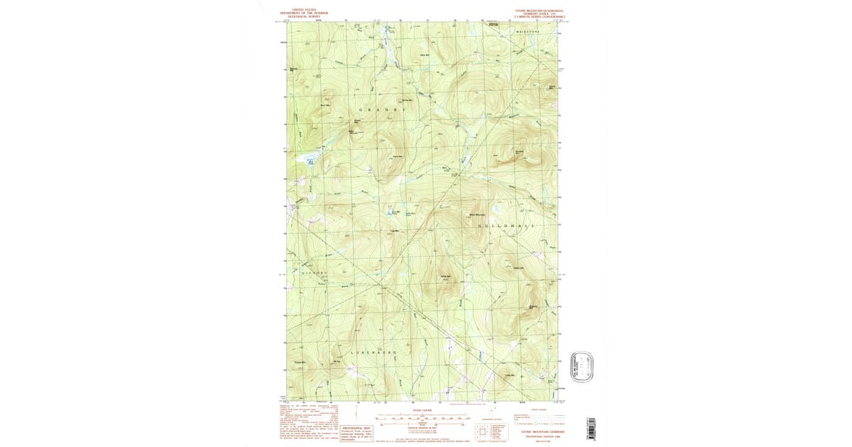 1988 Map of Stone Mountain, Essex County, VT — High-Res | Pastmaps