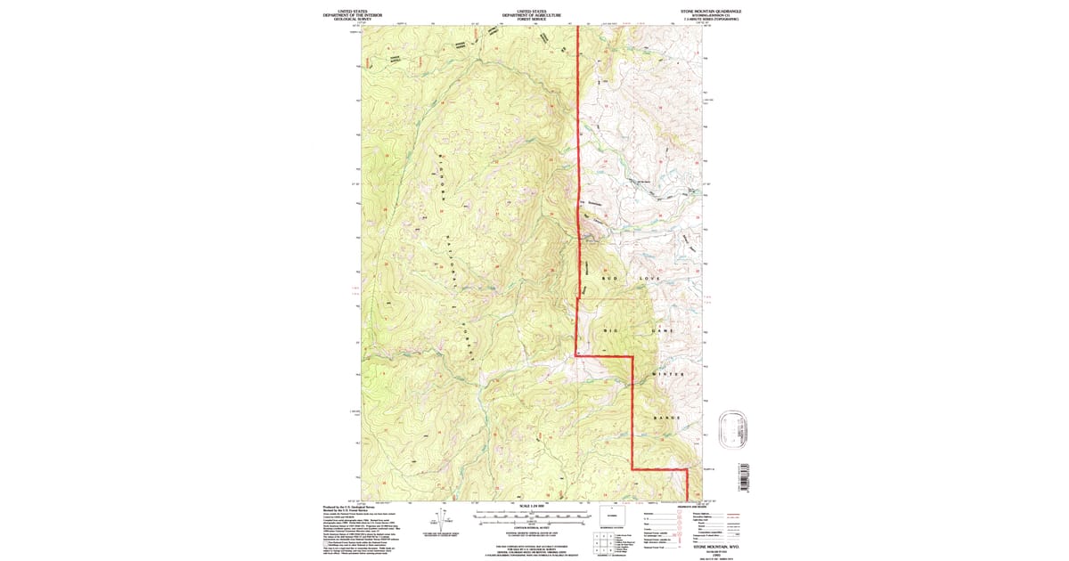 1993 Map of Stone Mountain, Johnson County, WY — High-Res | Pastmaps