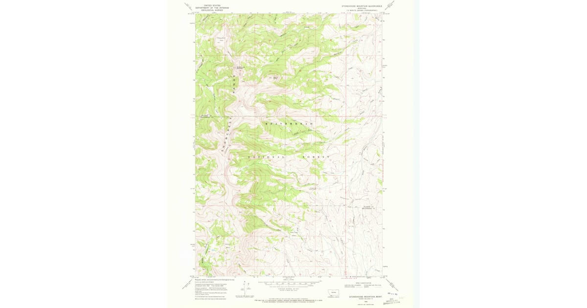 1968 Map of Stonehouse Mountain, Madison County, MT — High-Res | Pastmaps