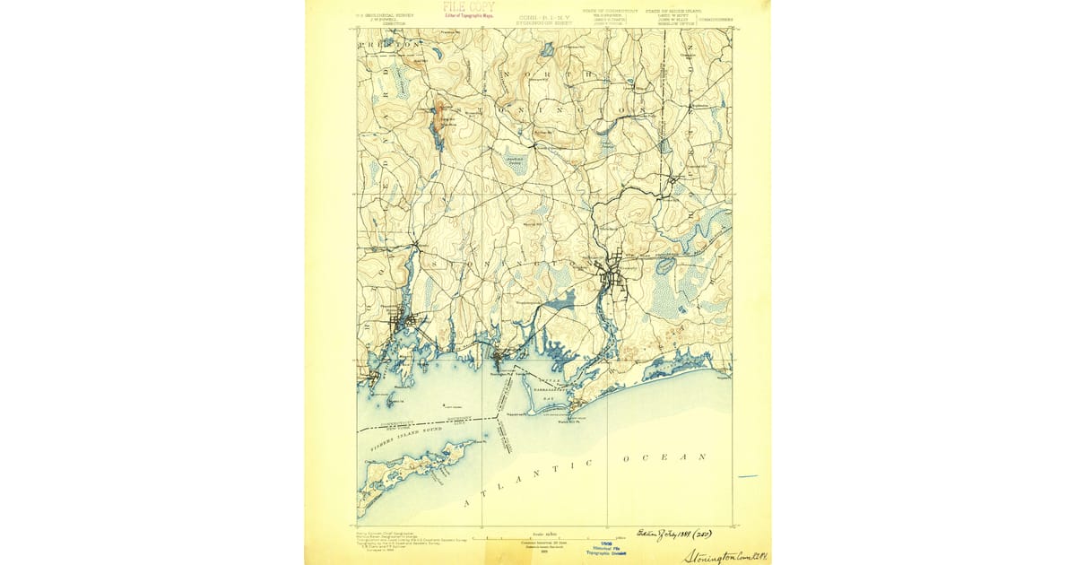 Old Maps of Southeastern Connecticut Planning Region, CT for Hiking ...