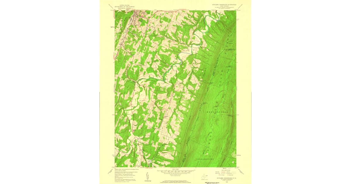 1958 Map of Stotlers Crossroads, Morgan County, WV — High-Res | Pastmaps