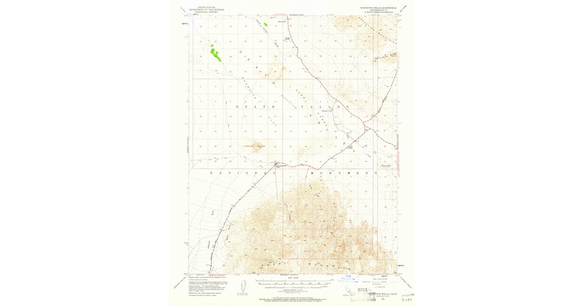 1952 Map of Stovepipe Wells, Inyo County, CA — High-Res, 1961 Print ...