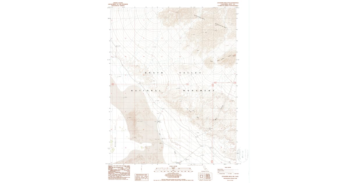 1988 Map of Stovepipe Wells NE, Inyo County, CA — High-Res | Pastmaps