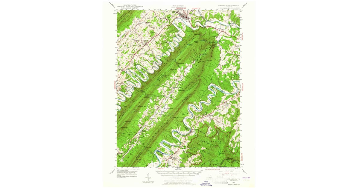 1947 Map of Strasburg, VA — High-Res, 1965 Print | Pastmaps