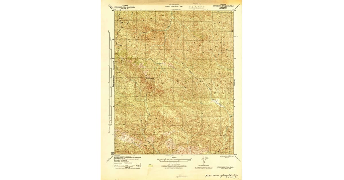 1944 Map of Strawberry Peak, Santa Barbara County, CA — High-Res | Pastmaps