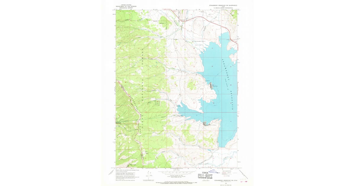 1966 Map of Strawberry Reservoir NW, Wasatch County, UT — High-Res ...