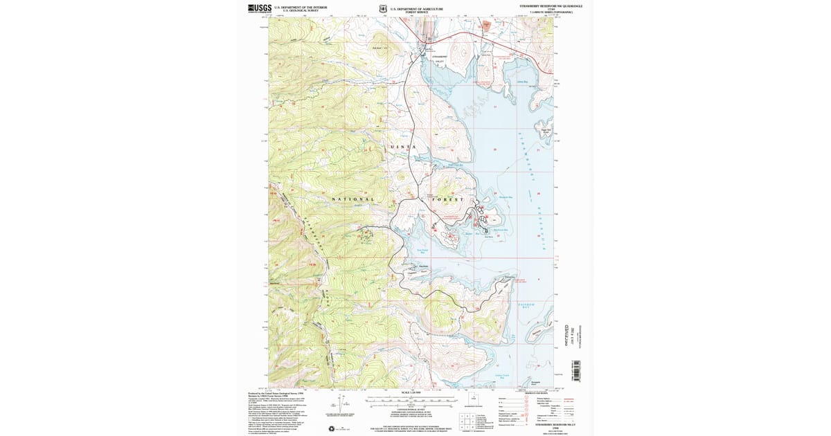 1998 Map of Strawberry Reservoir NW, Wasatch County, UT — High-Res ...