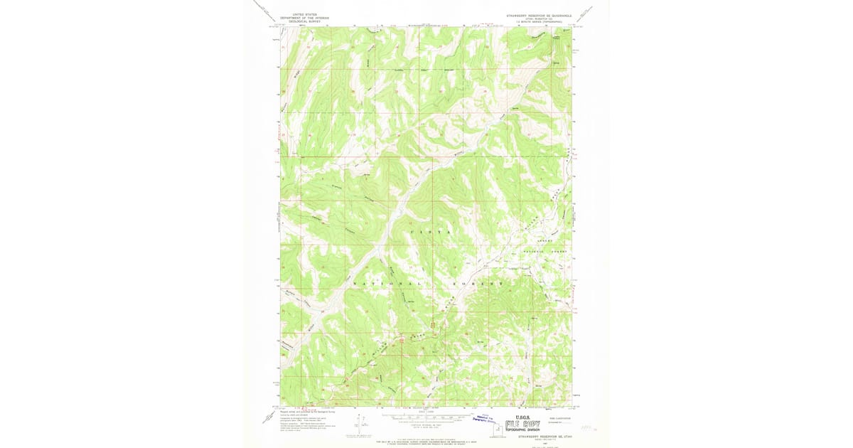 1967 Map of Strawberry Reservoir SE, Wasatch County, UT — High-Res ...