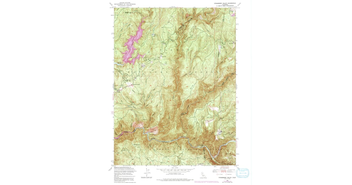 1948 Map of Strawberry Valley, Yuba County, CA — High-Res, 1991 Print ...