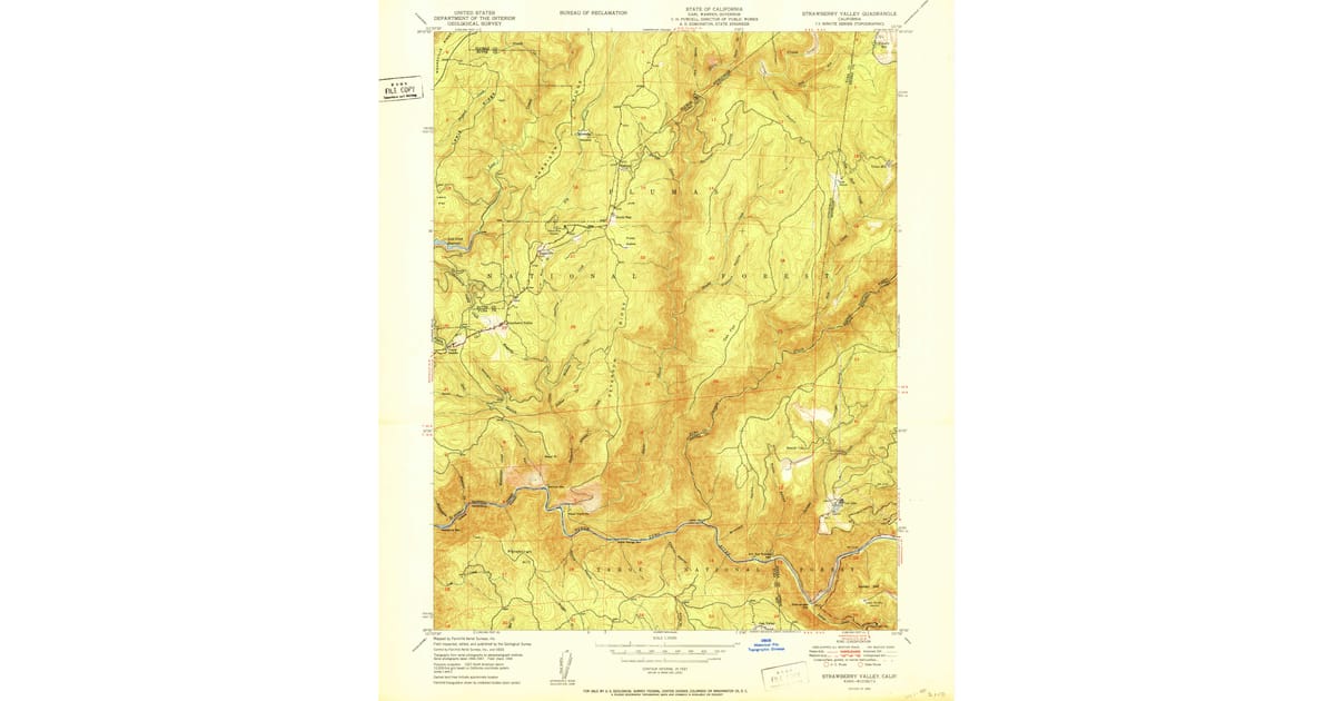 1950 Map of Strawberry Valley, Yuba County, CA — High-Res | Pastmaps