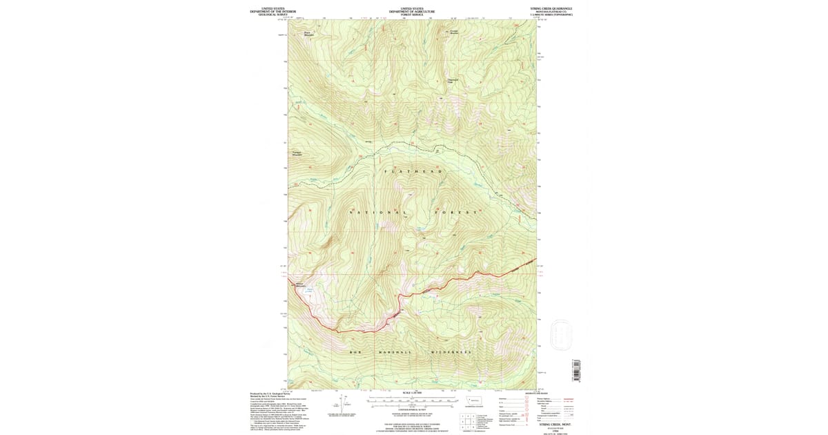 1994 Map of String Creek, Flathead County, MT — High-Res | Pastmaps