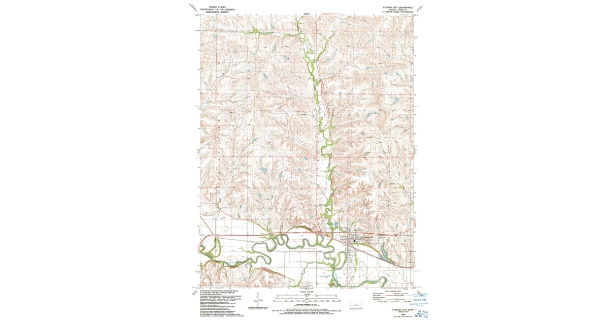 1989 Map of Strong City, KS — High-Res | Pastmaps