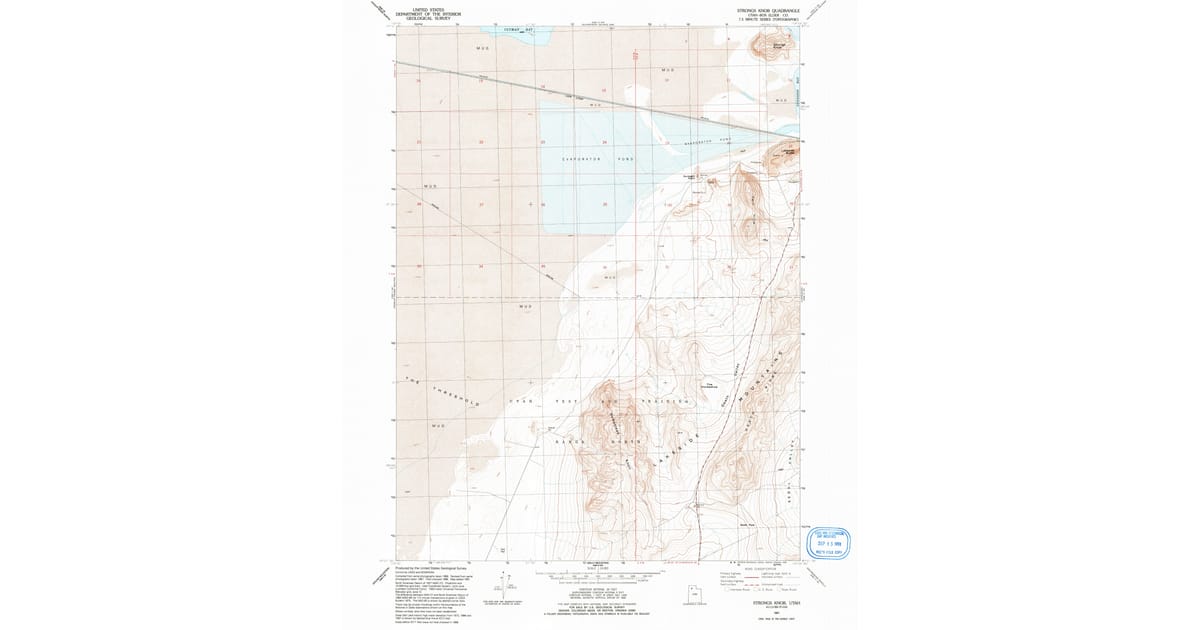 1991 Map of Strongs Knob, Box Elder County, UT — High-Res | Pastmaps