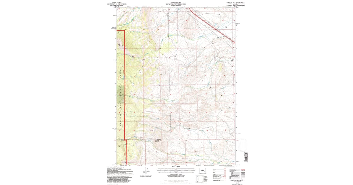 1992 Map of Strouss Hill, Albany County, WY — High-Res | Pastmaps