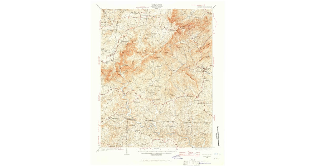1928 Map of Stuart, VA — High-Res, 1965 Print | Pastmaps