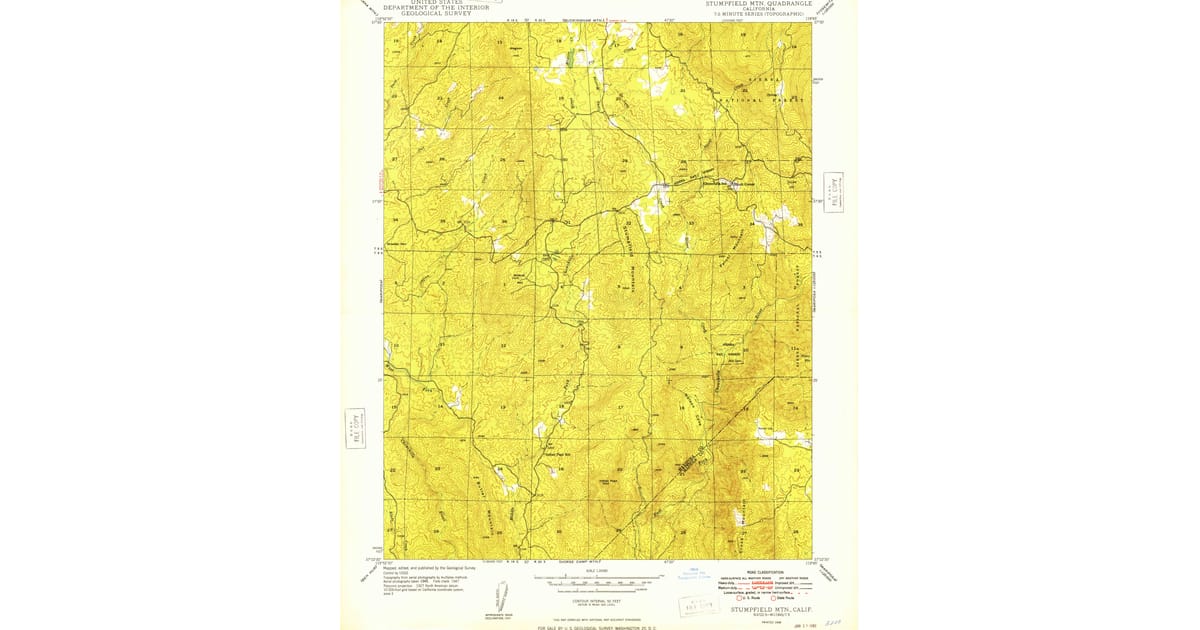 1948 Map of Stumpfield Mountain, Mariposa County, CA — High-Res | Pastmaps