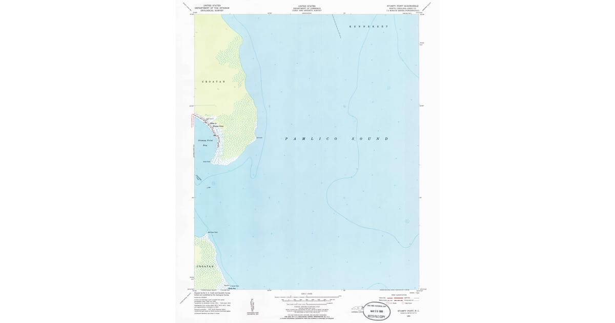 1953 Map of Stumpy Point, Dare County, NC — High-Res | Pastmaps