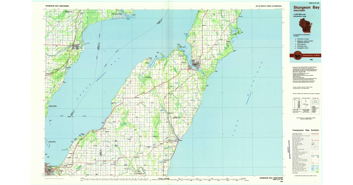 1984 Map of Sturgeon Bay, WI — High-Res | Pastmaps
