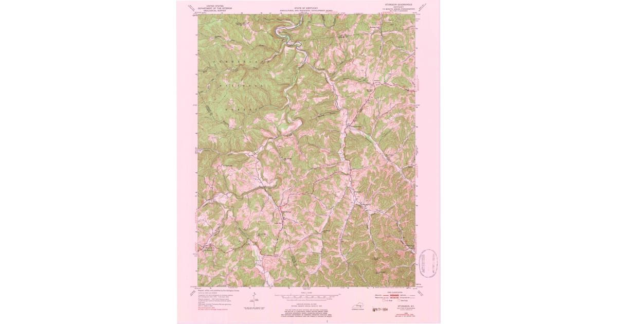 1953 Map of Sturgeon, Owsley County, KY — High-Res, 1983 Print | Pastmaps